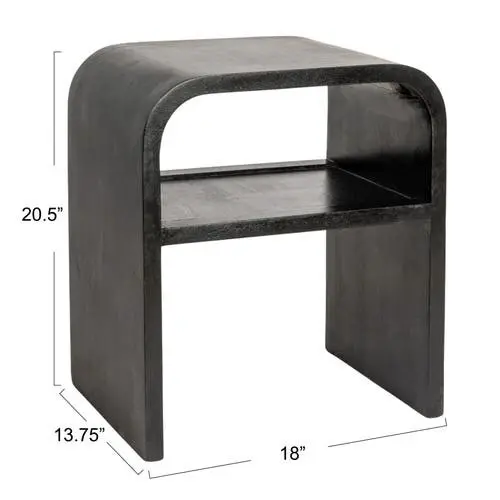 OLIVE GROVE Modern Waterfall Edge End Table With Shelf