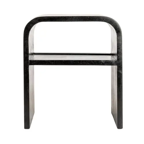 OLIVE GROVE Modern Waterfall Edge End Table With Shelf