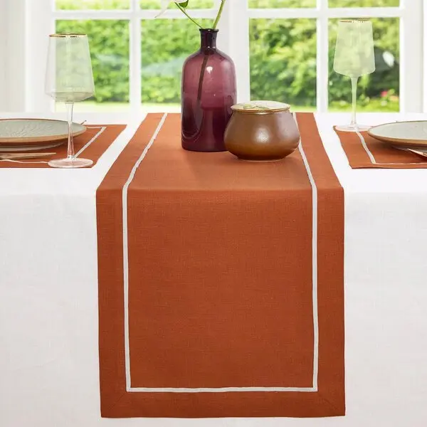 SOLINO HOME Linen Table Runner For Dining Table - Cinnamon