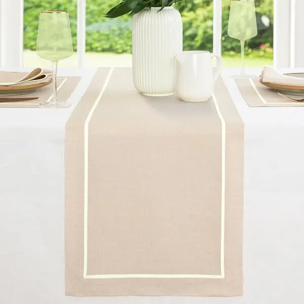 Solino Home Linen Table Runner For Dining Table - Natural