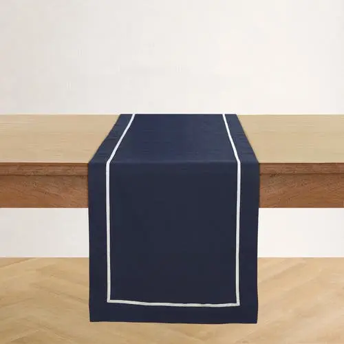 Solino Home Linen Table Runner For Dining Table - Navy
