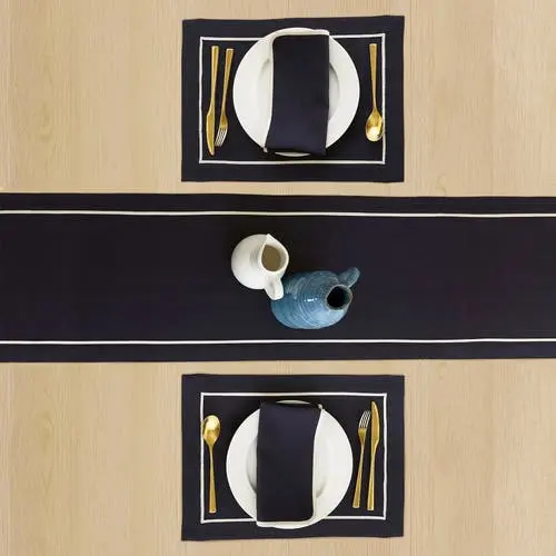 Solino Home Linen Table Runner For Dining Table - Navy