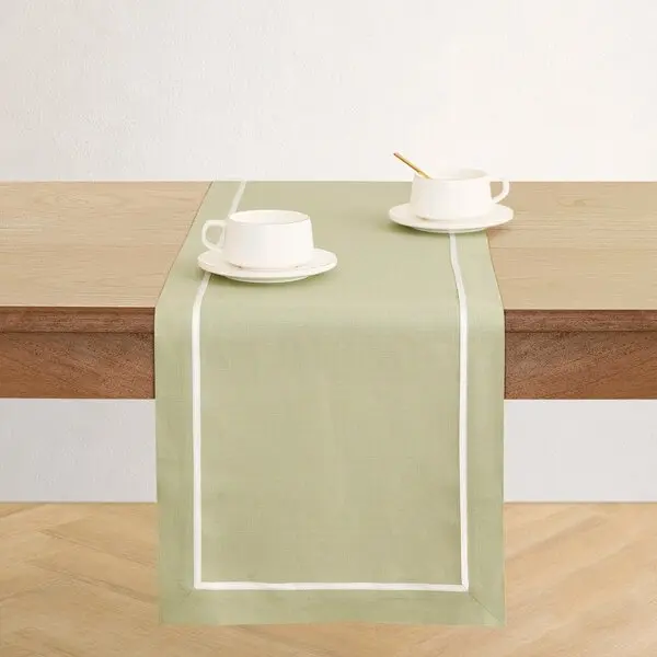 Solino Home Linen Table Runner For Dining Table - Sage