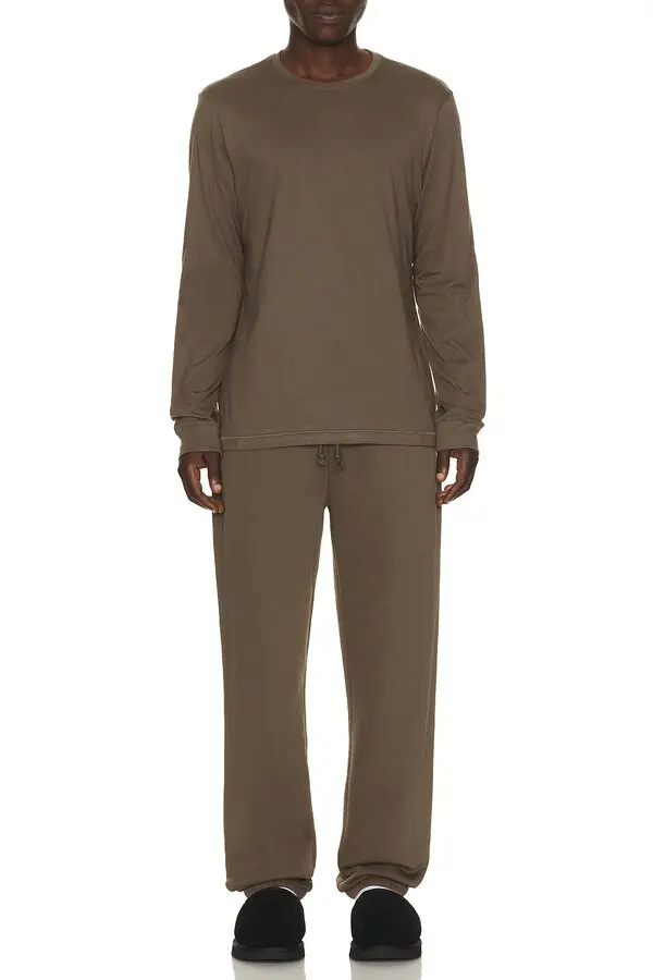 SKIMS Cotton Long Sleeve T-shirt In Brown