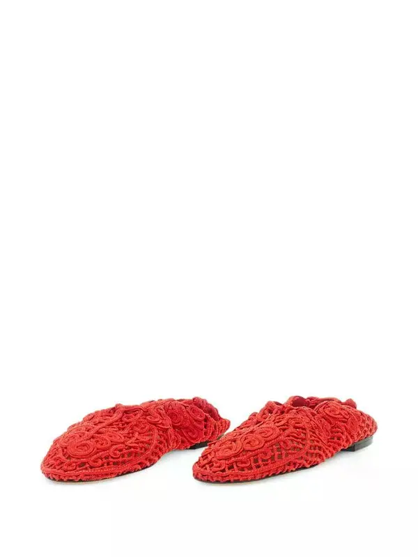 ODISSI Iris Crocheted Woven Ballet Flats - Red