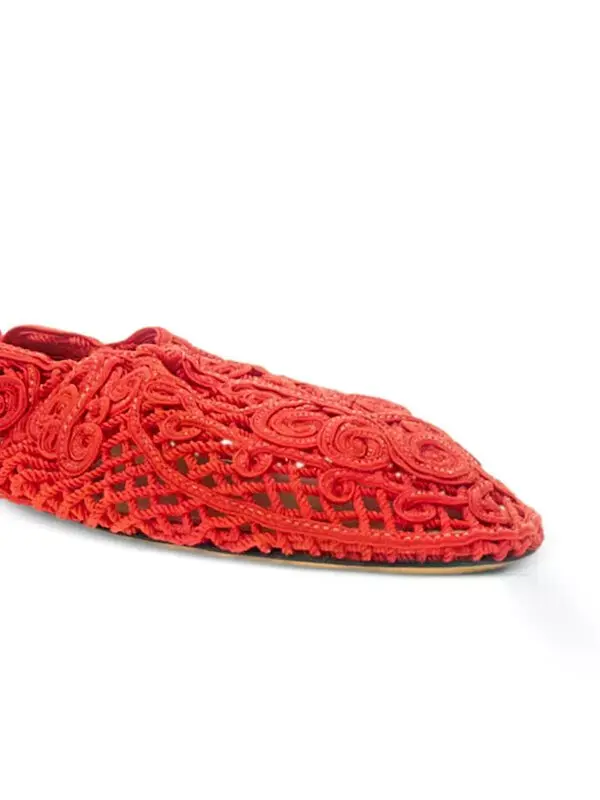 ODISSI Iris Crocheted Woven Ballet Flats - Red