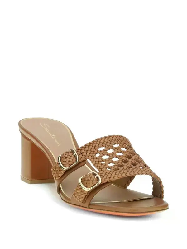 Santoni Woven Double-buckle Pumps