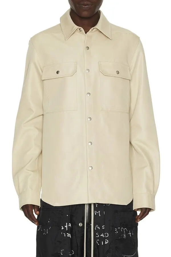 Rick Owens Outershirt In Cream - Sand