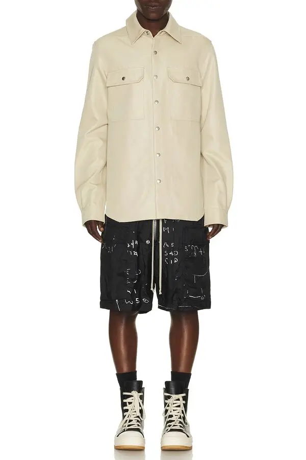 Rick Owens Outershirt In Cream - Sand
