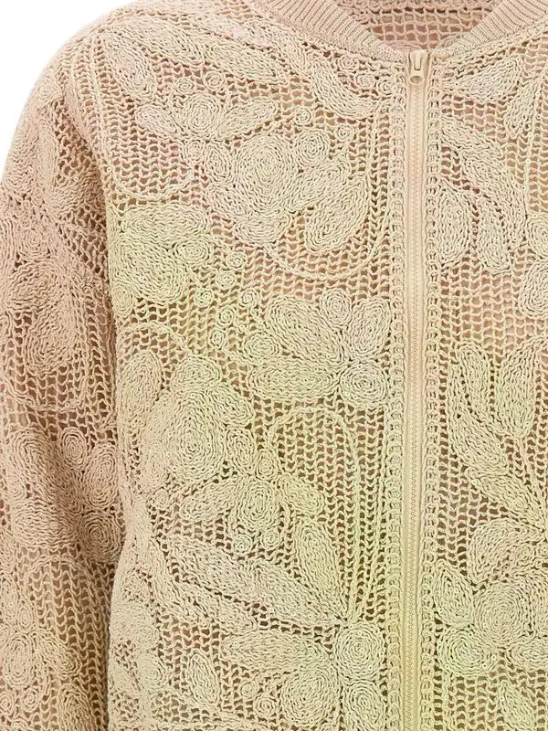 KANGRA Floral Embroidery Zip Bomber Jacket