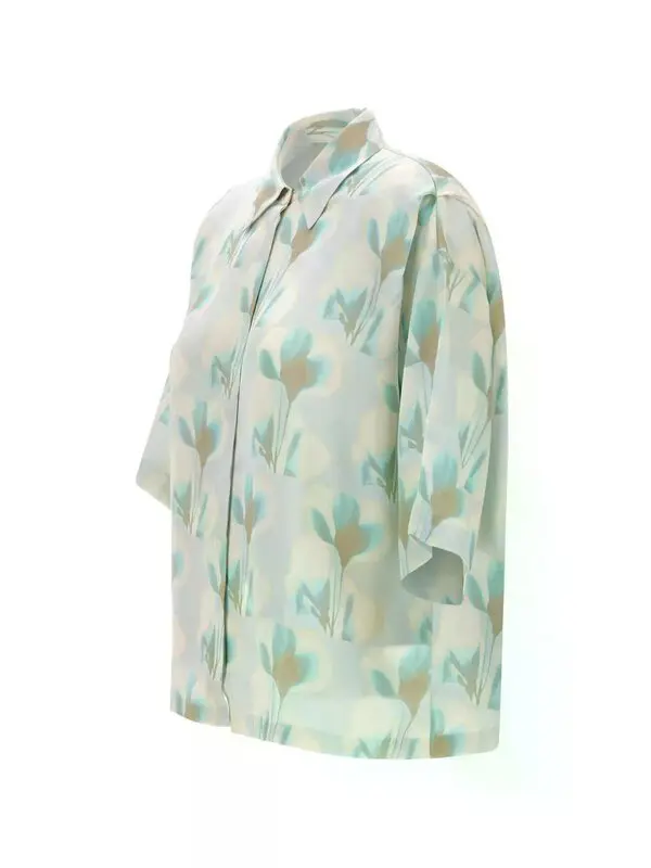 BOSS Bimina Floral Print Viscose Shirt - Grey