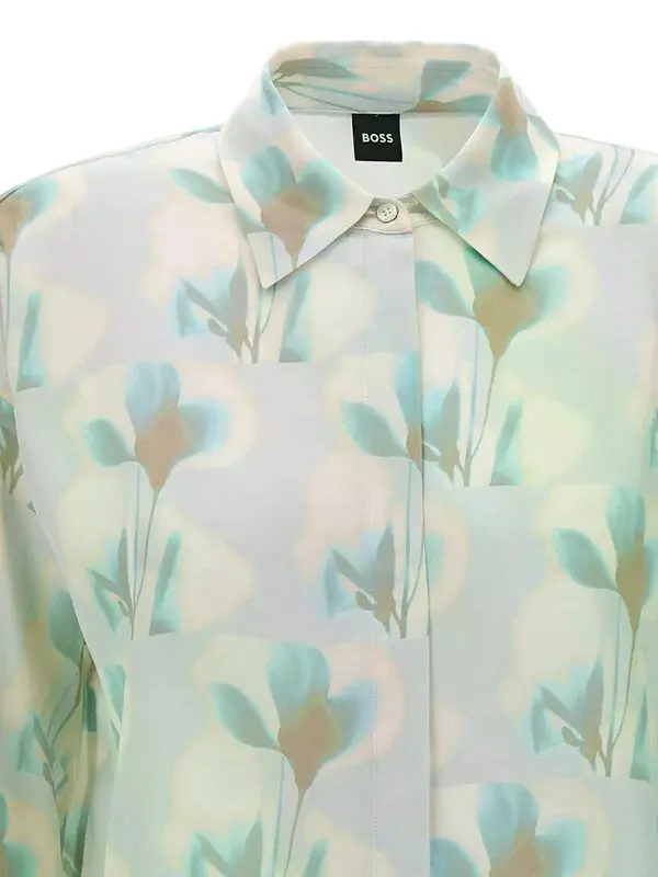 BOSS Bimina Floral Print Viscose Shirt - Grey