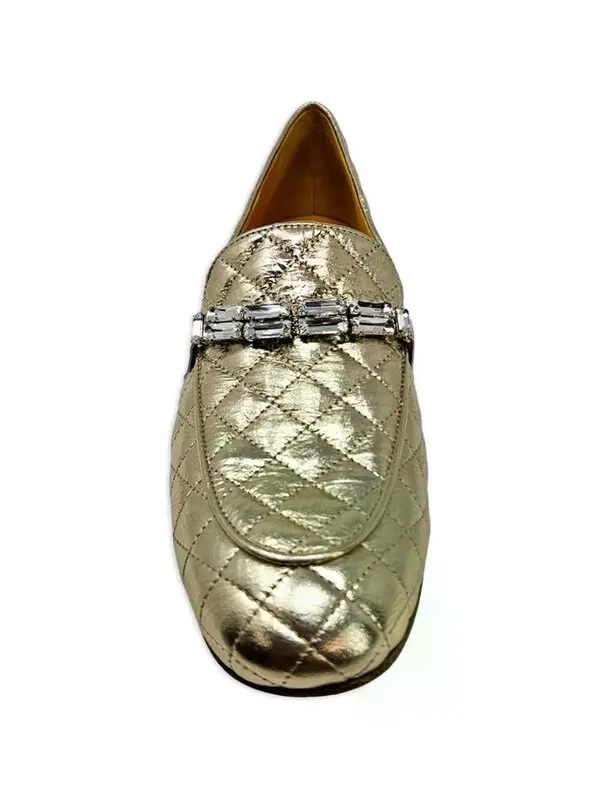 MADISON MAISON Quilted Loafers With -tone Jewelled Detail - Gold
