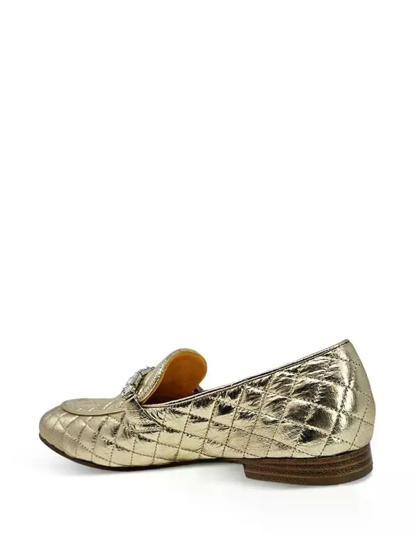MADISON MAISON Quilted Loafers With -tone Jewelled Detail - Gold