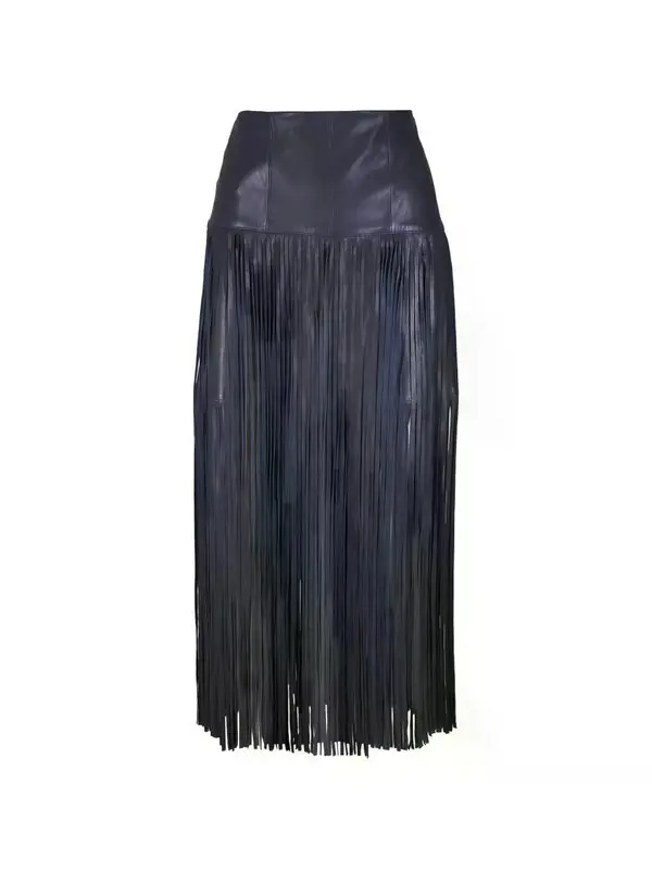 TWP Fringed Leather Midi Skirt