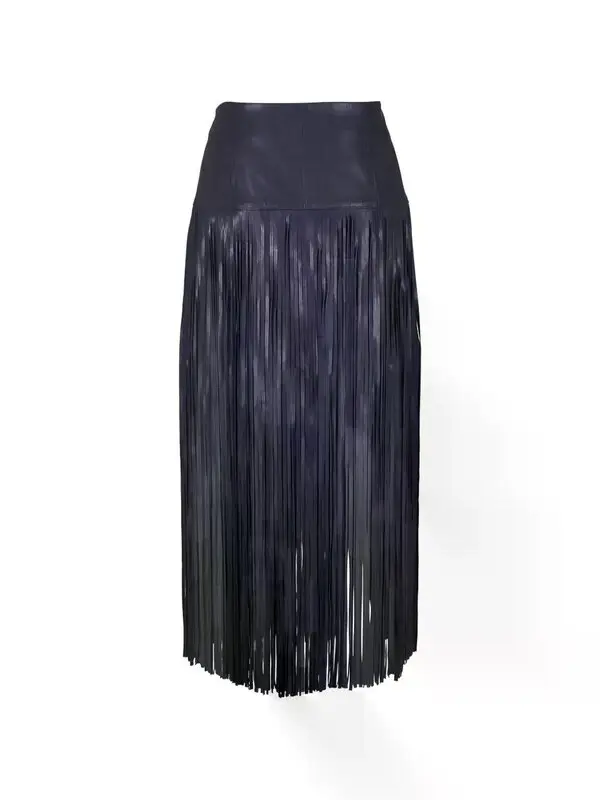 TWP Fringed Leather Midi Skirt