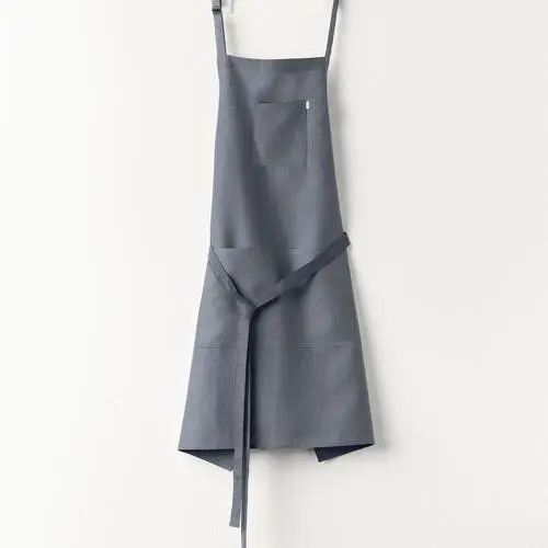 Solino Home Classic Linen Bib Apron For & With Front Pockets - Grey