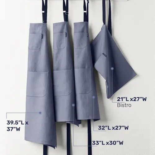 Solino Home Classic Linen Bib Apron For & With Front Pockets - Grey/black