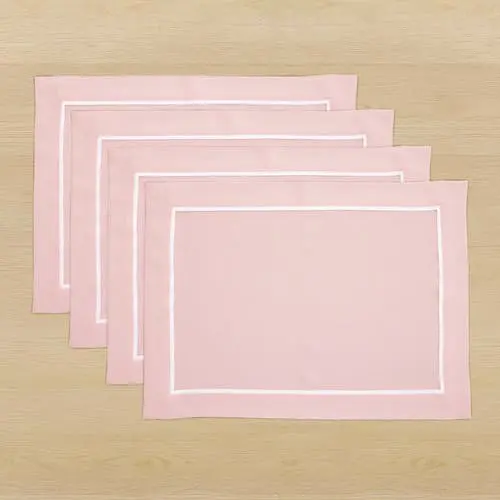 Solino Home Linen Placemats Set Of 4, 14 X 19 Inch For Dining Table - Pink