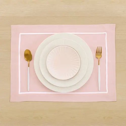 Solino Home Linen Placemats Set Of 4, 14 X 19 Inch For Dining Table - Pink