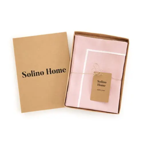 Solino Home Linen Placemats Set Of 4, 14 X 19 Inch For Dining Table - Pink