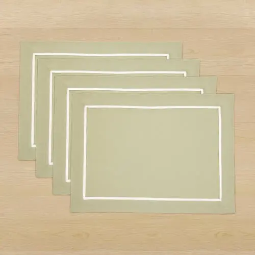 Solino Home Linen Placemats Set Of 4, 14 X 19 Inch For Dining Table - Sage