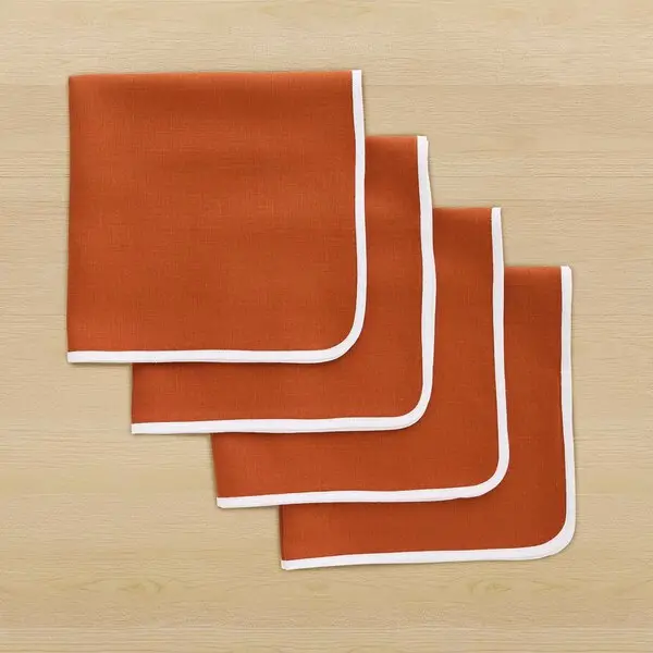 Solino Home Linen Dinner Napkins Set Of 4, 20 X 20 Inch For Dining Table - Cinnamon