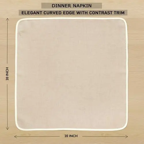 Solino Home Linen Dinner Napkins Set Of 4, 20 X 20 Inch For Dining Table - Natural