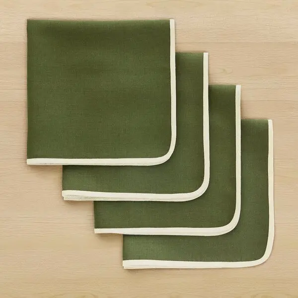 SOLINO HOME Linen Dinner Napkinskensington - Olive