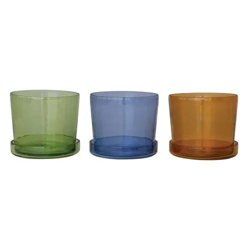 STORIED HOME Planter With Drainage Hole And Saucer - Green