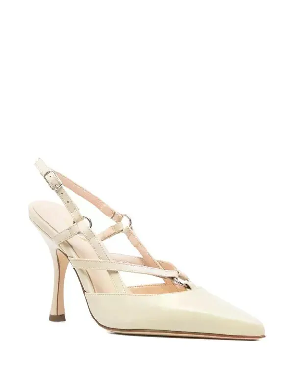 ANNA F. Pointed-toe Strap Heeled Pumps - Neutrals