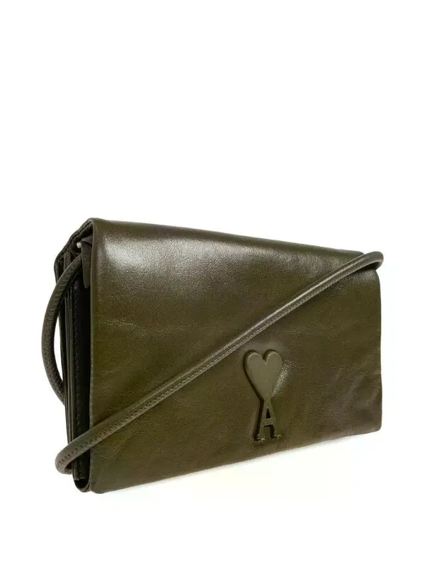 AMI Paris Voulez-vous Leather Wallet-on-strap - Green