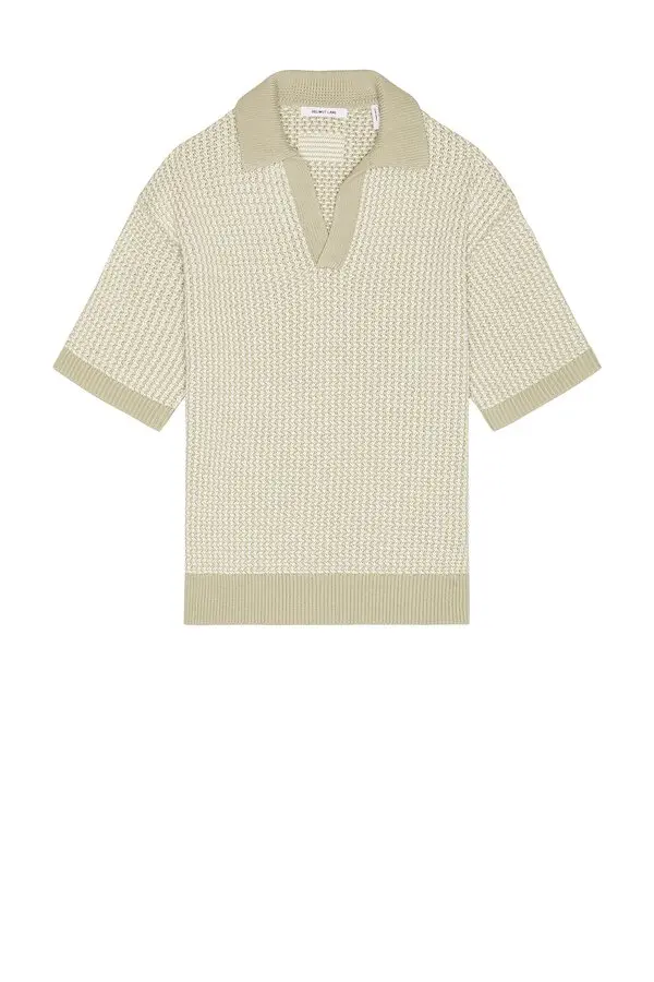 Helmut Lang Bicolor Polo In Olive - Putty Multi