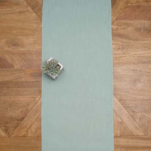 C&F HOME Hemstitch Solid Sea Glass Everyday Runner 72" X 14