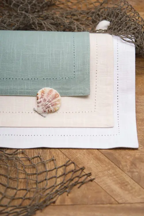 C&F HOME Hemstitch Solid Sea Glass Everyday Runner 72" X 14