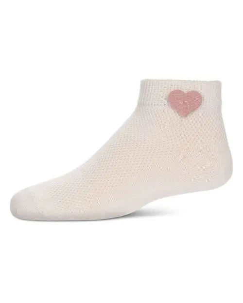 MEMOI Welt Applique Anklet Socks - Pink