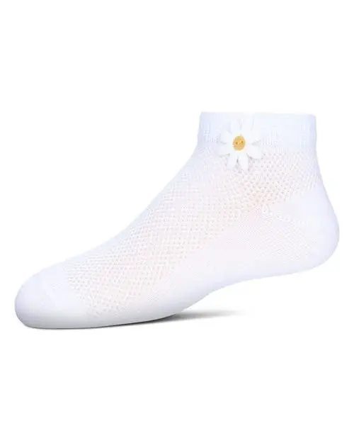 MEMOI Welt Applique Anklet Socks - White