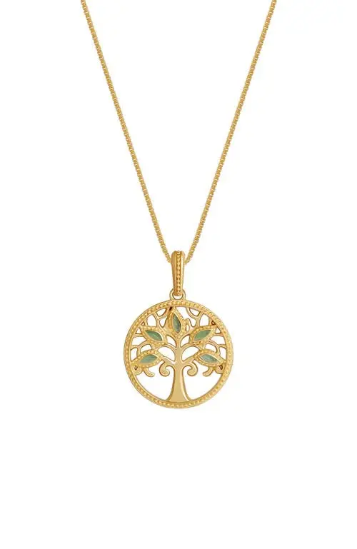 KARMA AND LUCK Essence Of Growth Jade Tree Of Life Necklace - Gold