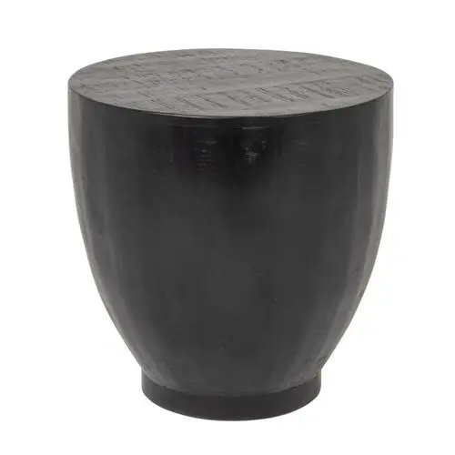 OLIVE GROVE Round Drum End Table With Combed Finish