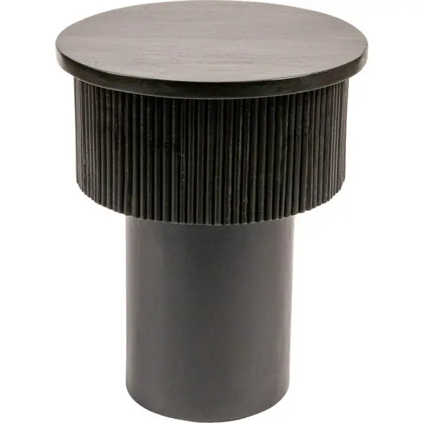 OLIVE GROVE Round Tiered Pedestal Side Table With Ribbed Details