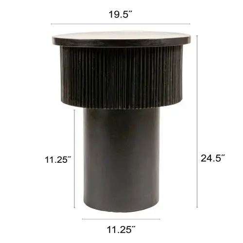 OLIVE GROVE Round Tiered Pedestal Side Table With Ribbed Details