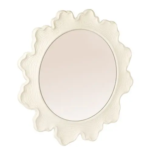 OLIVE GROVE Faux Bois Round Wall Mirror - White