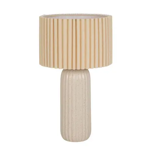 OLIVE GROVE Table Lamp With Ribbed Shade - White