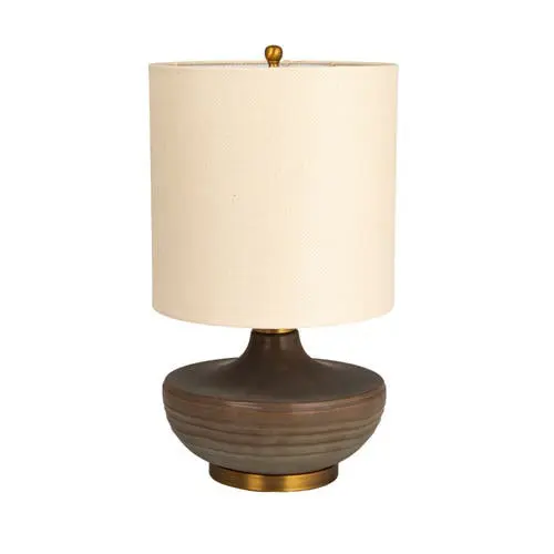 OLIVE GROVE Table Lamp With Elongated Drum Shade - Brown