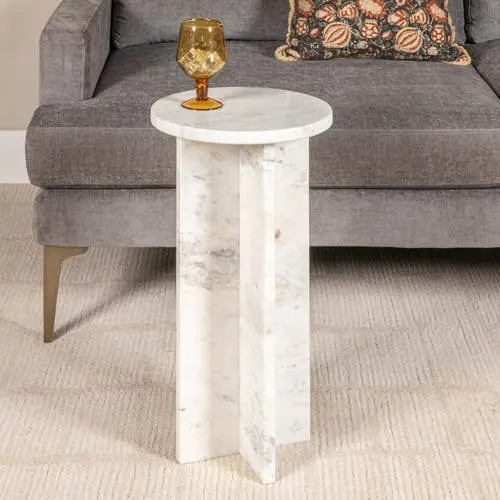 OLIVE GROVE Martini Accent Table With Interlocking Cross Base