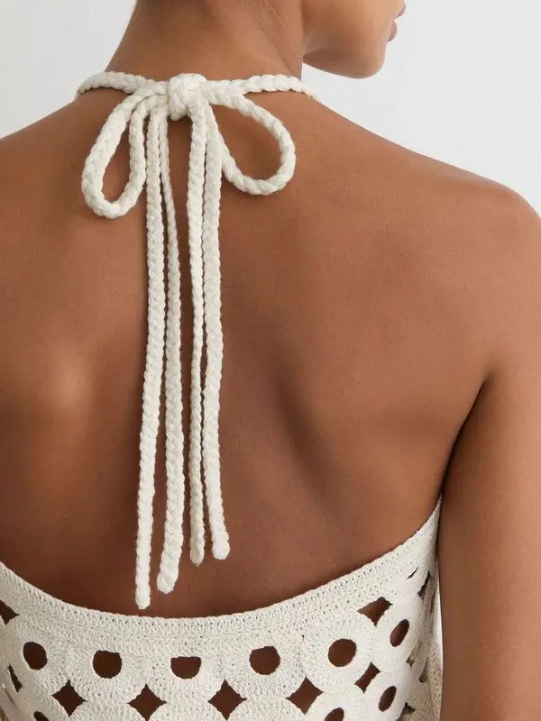 REISS Cotton Cut-out Knitted Halterneck Top