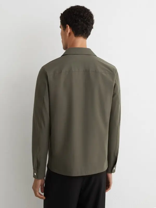 REISS Ascend Technical Zip-through Overshirt - Green