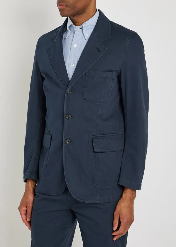 DRAKE'S Cotton-twill Herringbone Jacket