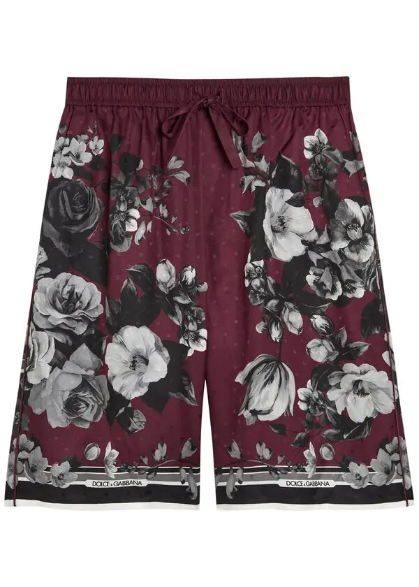 Dolce & Gabbana Floral Print Silk-twill Shorts