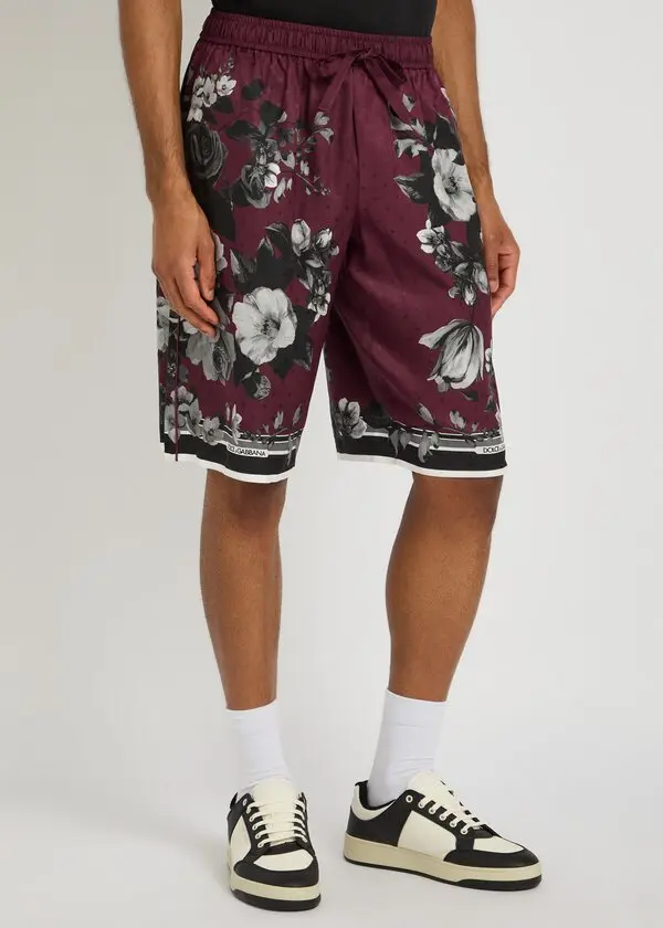 Dolce & Gabbana Floral Print Silk-twill Shorts